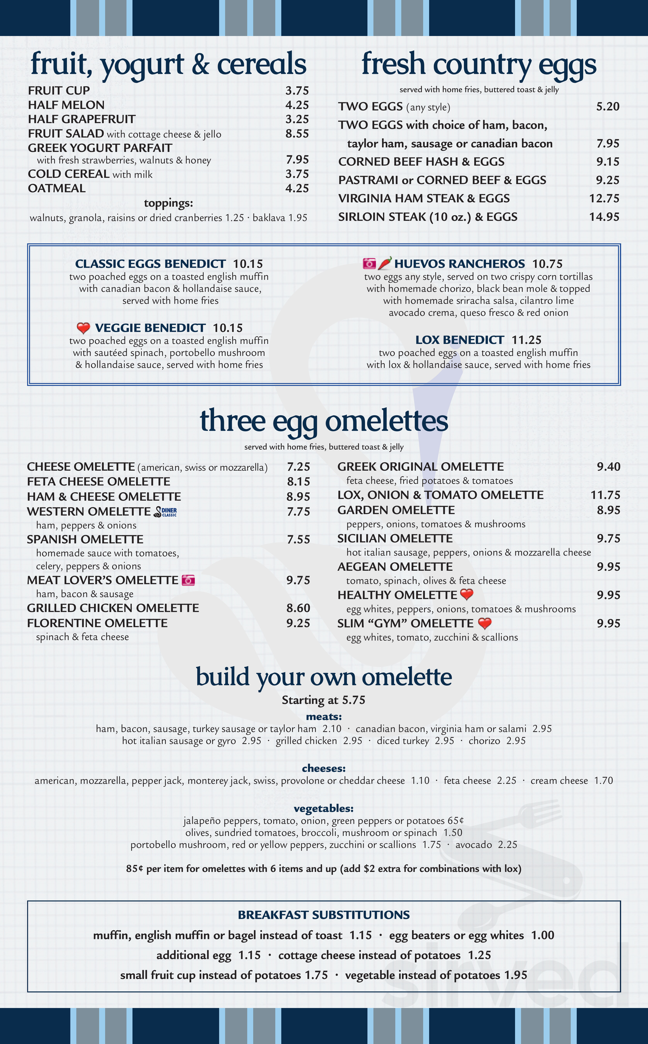 Menu for Blue Swan Diner in Oakhurst, NJ | Sirved