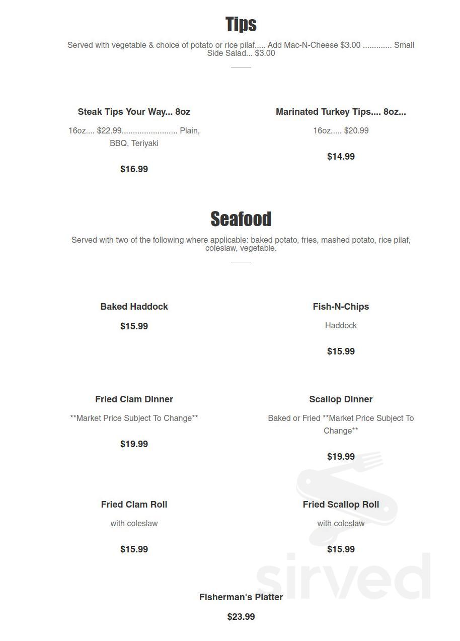 12 Ocean Grill menu in Seabrook, New Hampshire, USA