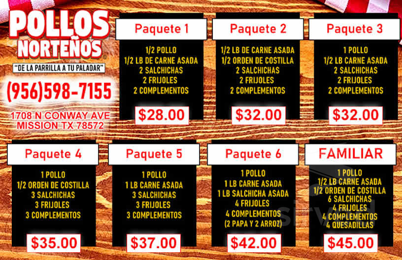 POLLOS NORTENOS menu in Mission, Texas, USA