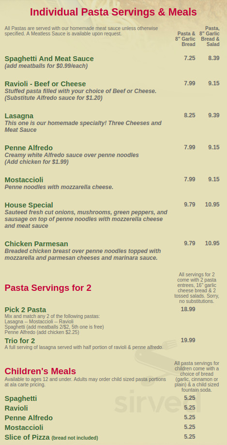 Sweet Taste of Italy menu in Brooklyn Park, Minnesota, USA