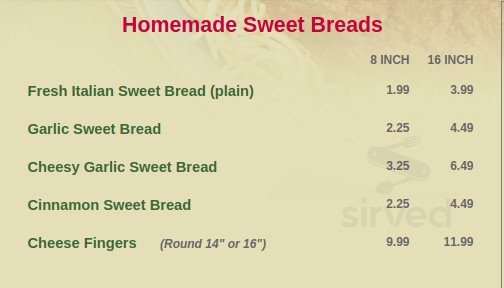 Sweet Taste of Italy menu in Brooklyn Park, Minnesota, USA