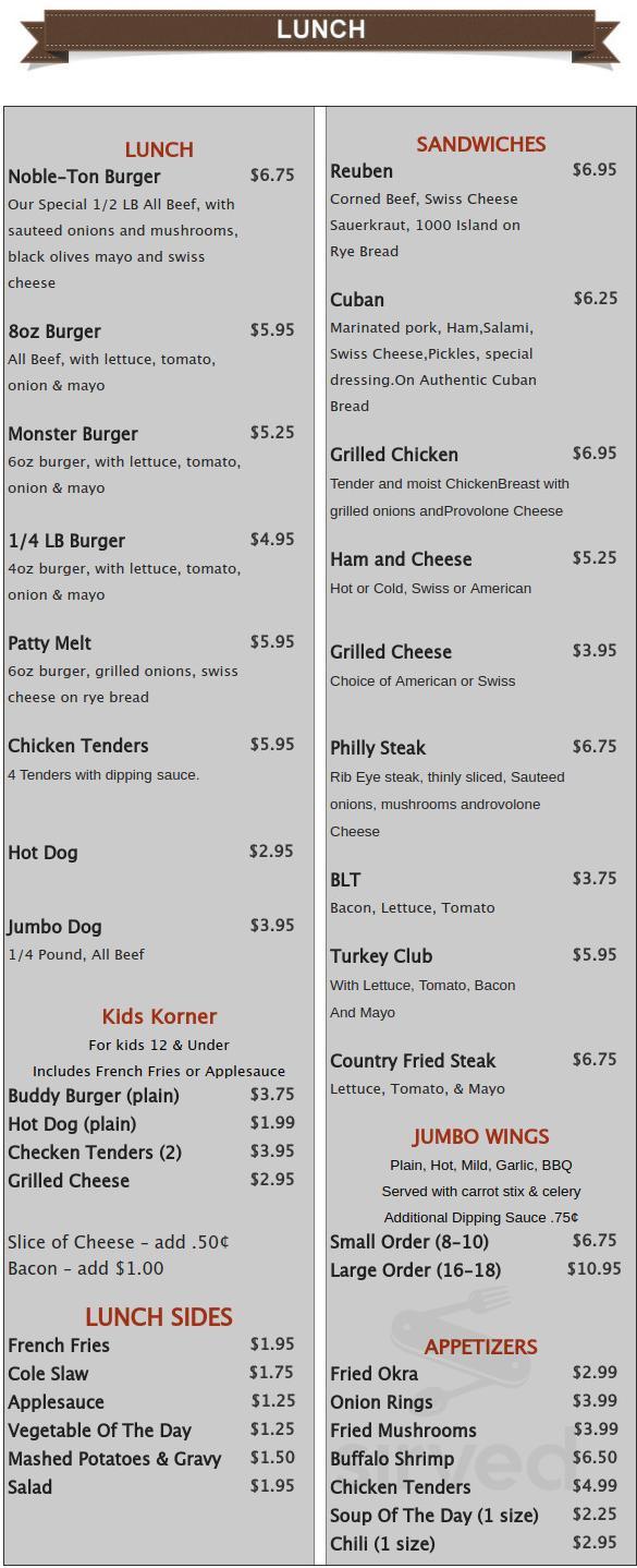 The New Riverside Restaurant menu in Nobleton, Florida, USA