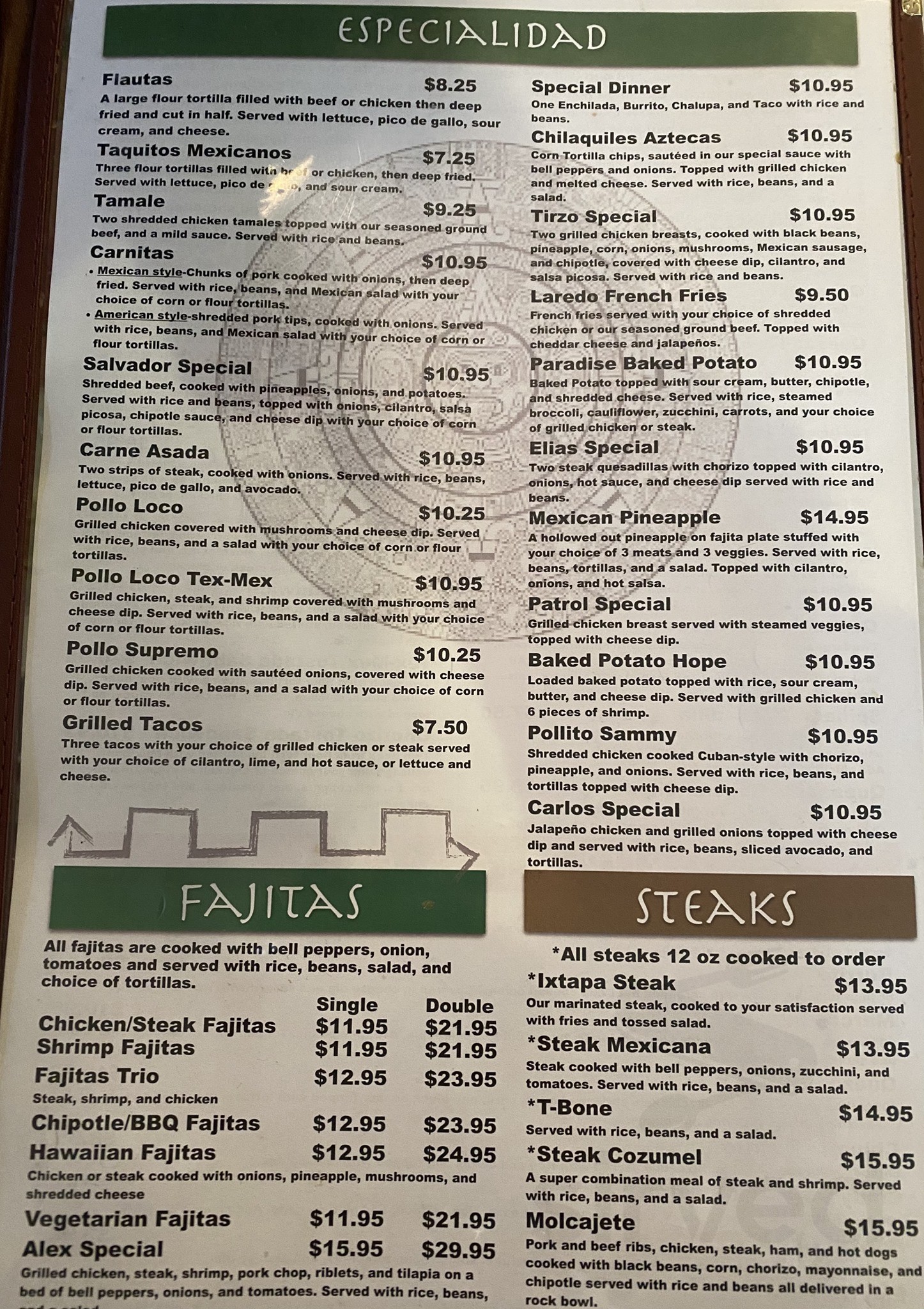 Los Guerreros menu in LaFayette, Georgia, USA