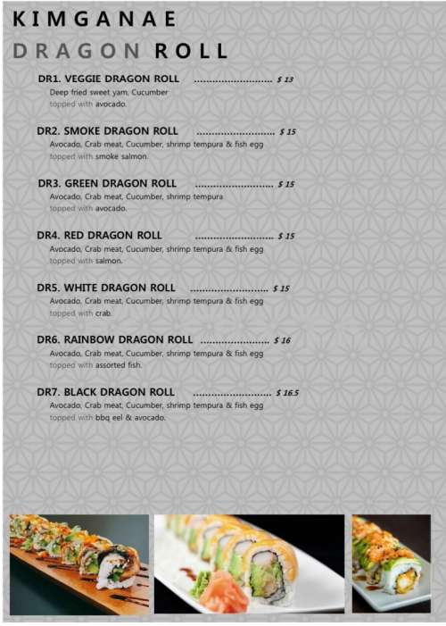 Kimganae Korean BBQ menu in Moncton, New Brunswick, Canada