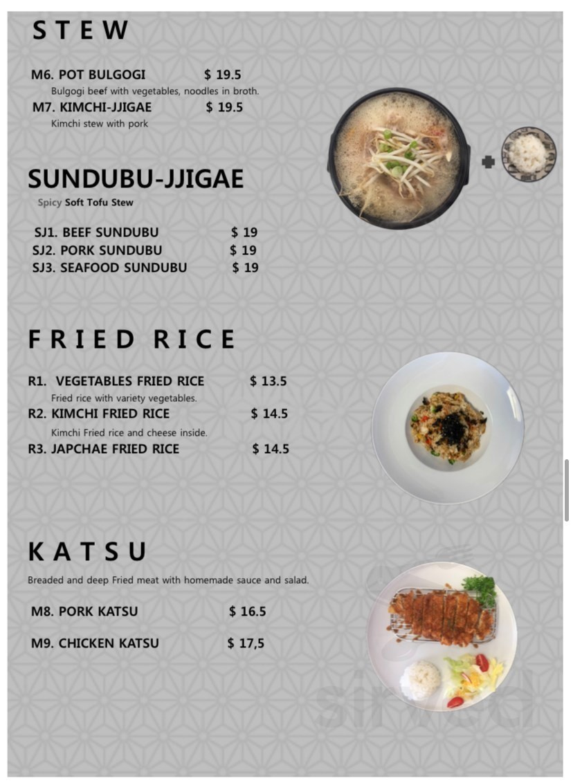 Kimganae Korean BBQ menu in Moncton, New Brunswick, Canada