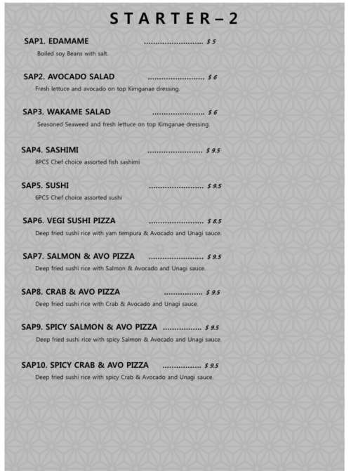 Kimganae Korean BBQ menu in Moncton, New Brunswick, Canada