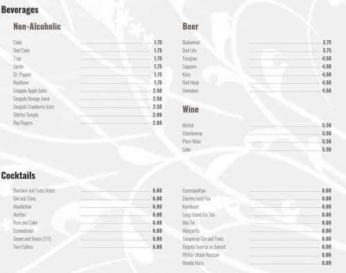 Ballard Mandarin Chinese Restaurant menu in Seattle, Washington, USA