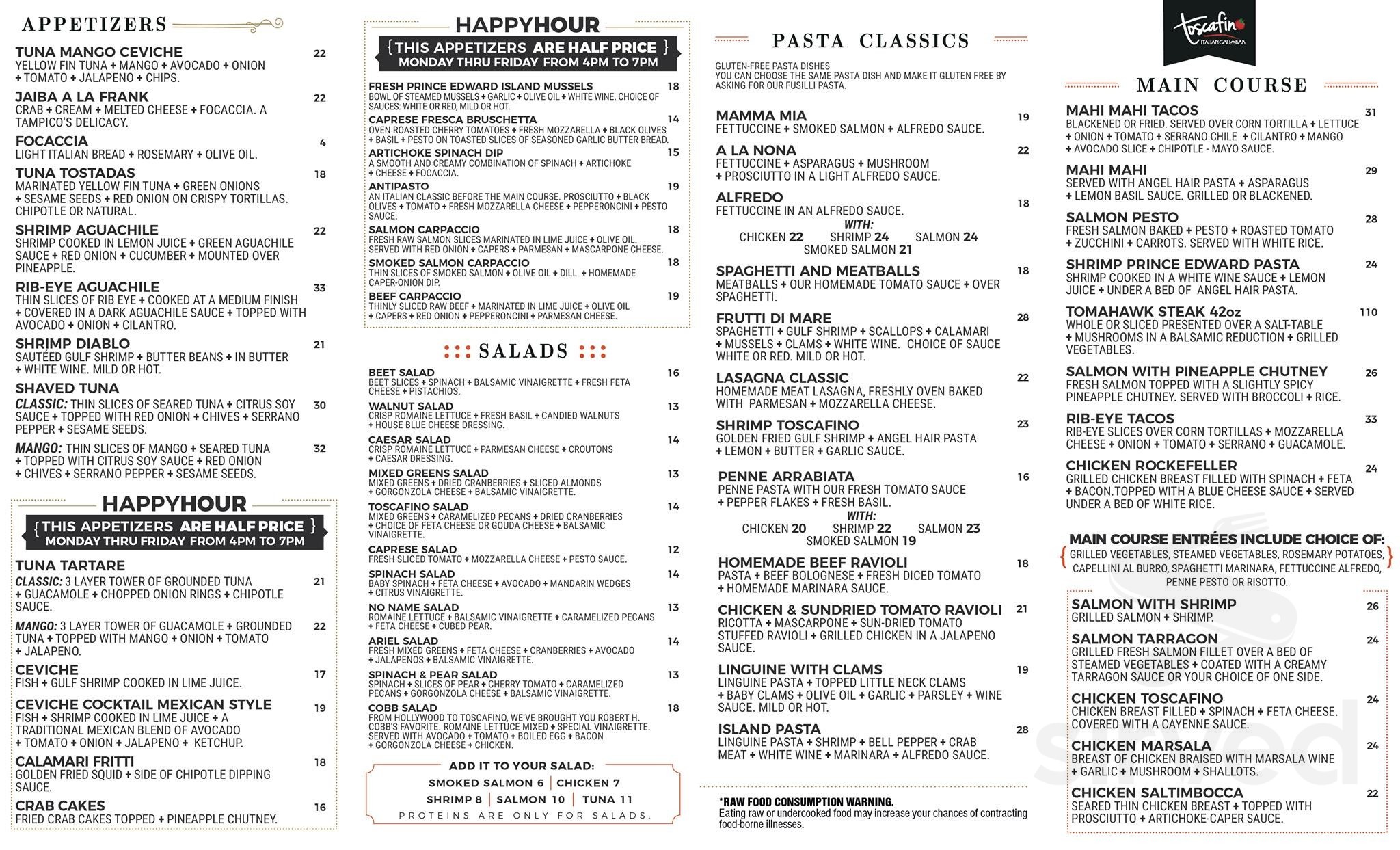 Toscafino menus in Brownsville, Texas, United States