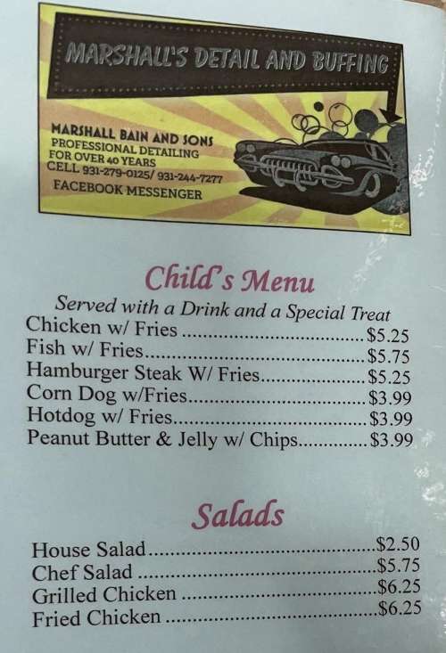 Leoma Cafe menu in Leoma, Tennessee, USA