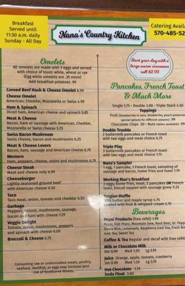 Nana's Country Kitchen menu in Towanda, Pennsylvania, USA