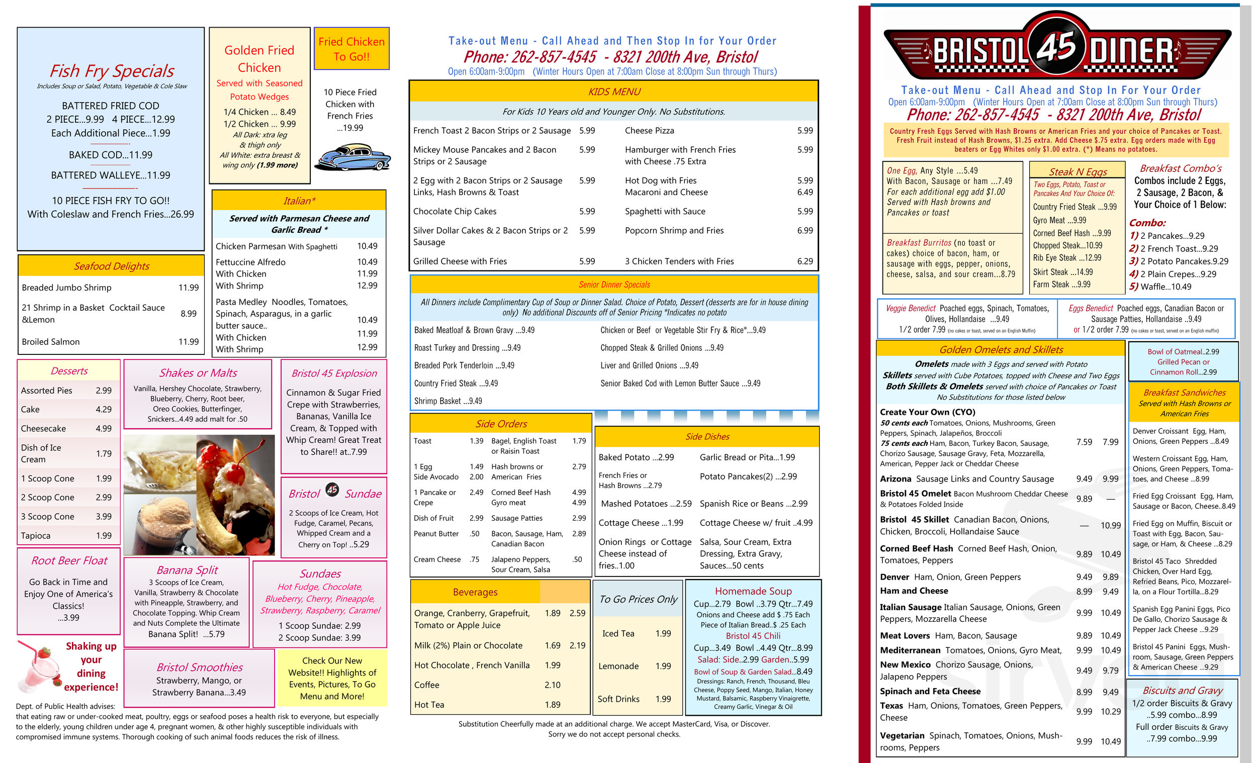 Bristol 45 Diner Menu - Bristol, Wisconsin | Sirved