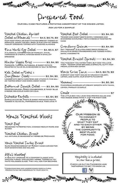 Alfie's Granville menu in Granville, Ohio, USA