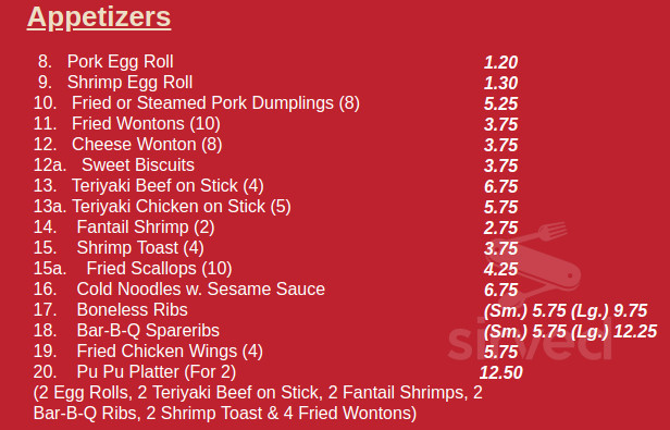 Shanghai Chinese Restaurant menus in Lock Haven, Pennsylvania, United ...