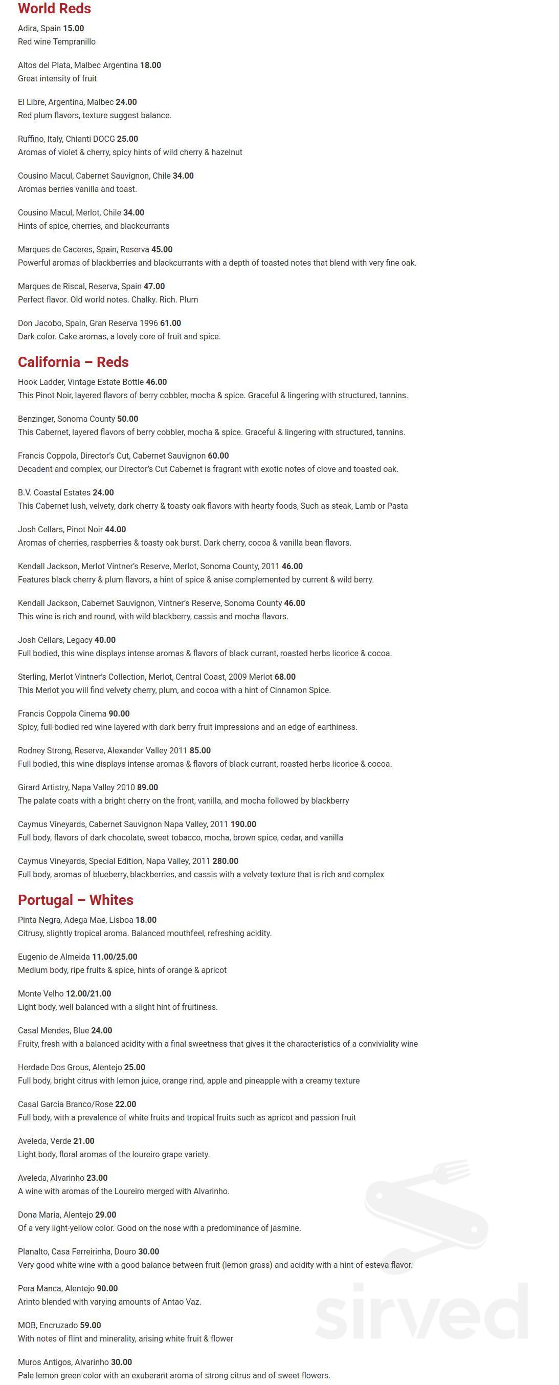 Allegro Seafood Grill menu in Newark, New Jersey, USA