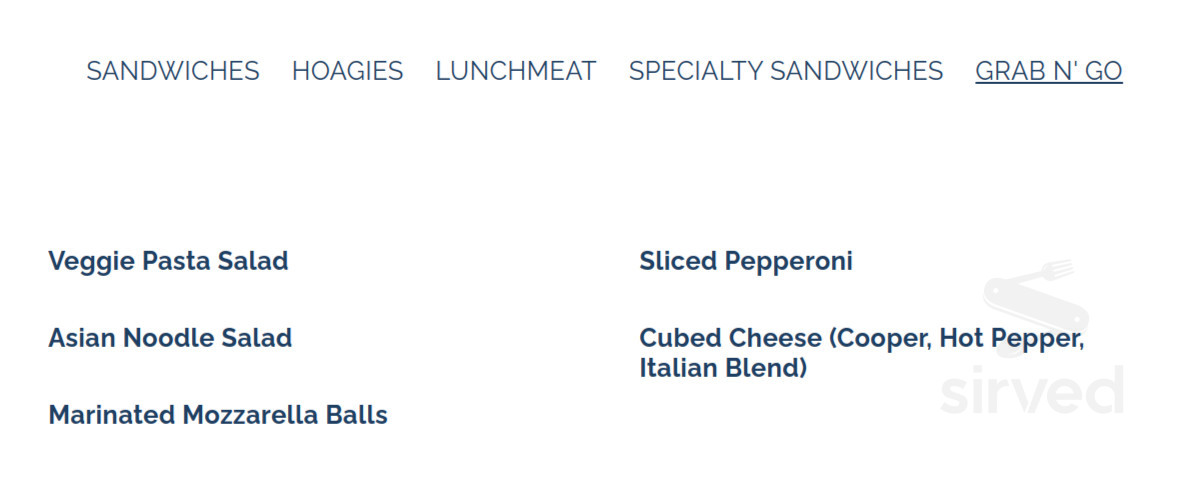 Marinucci's Deli menu in Philadelphia, Pennsylvania, USA