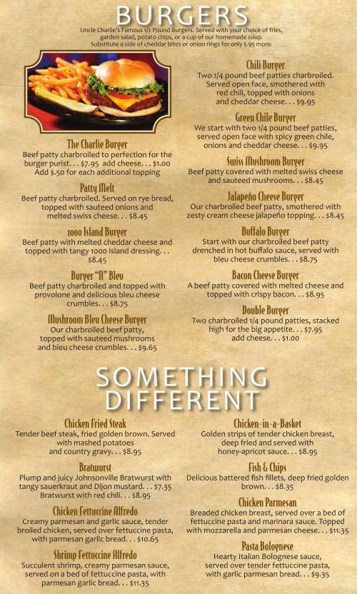 Uncle Charlie's Package Liquor, Grill & Tavern menu in Cheyenne ...