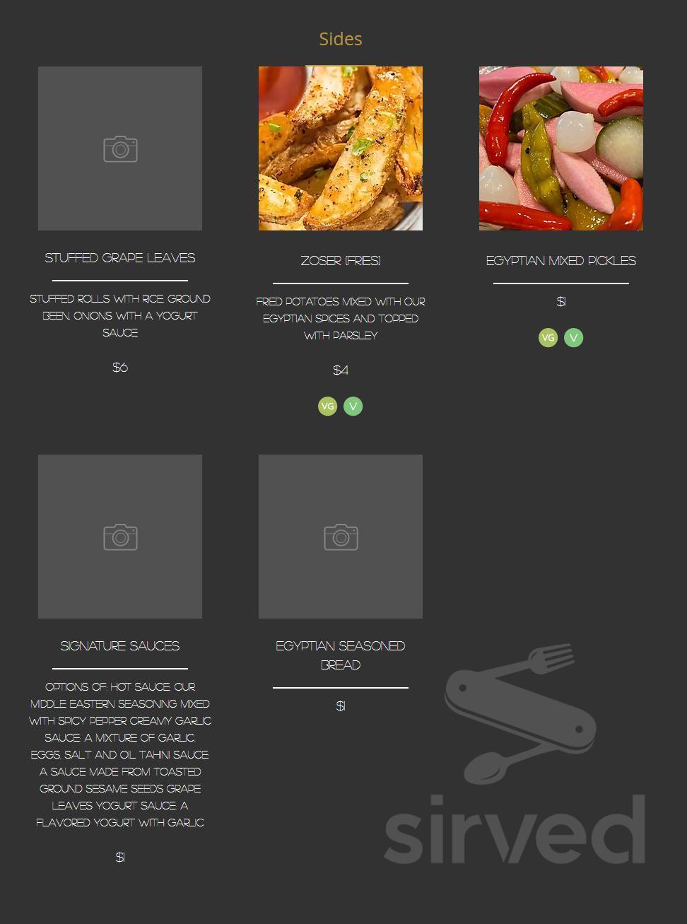 King Tut LLC - Egyptian Street Food menu in Brecksville, Ohio, USA