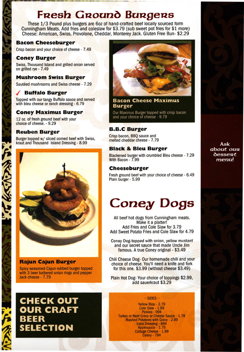 The Coney menu in Indiana, Pennsylvania, USA