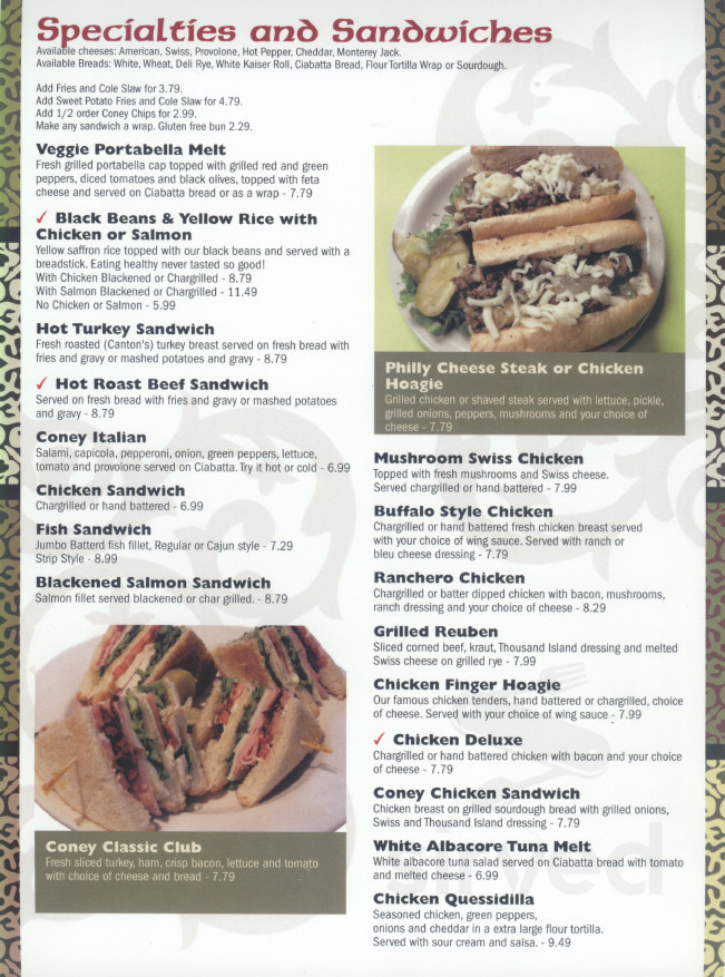 The Coney menu in Indiana, Pennsylvania, USA