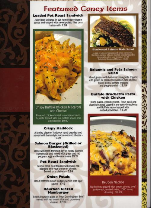 The Coney menu in Indiana, Pennsylvania, USA