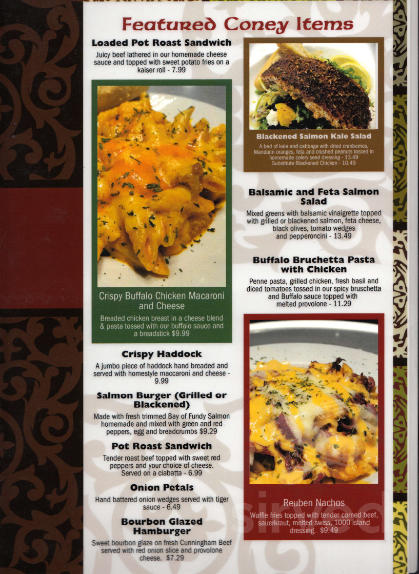 The Coney menu in Indiana, Pennsylvania, USA