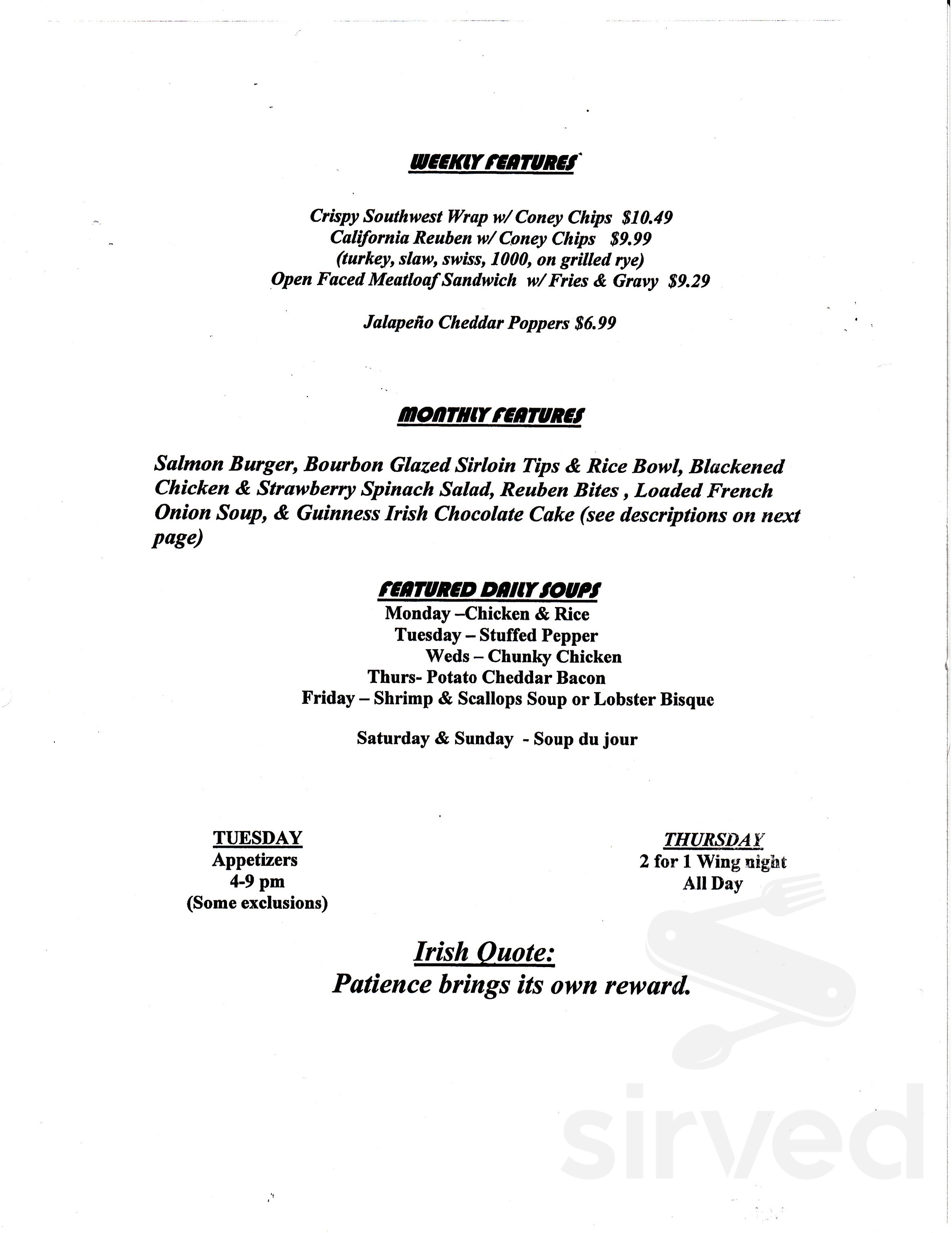 The Coney menu in Indiana, Pennsylvania, USA