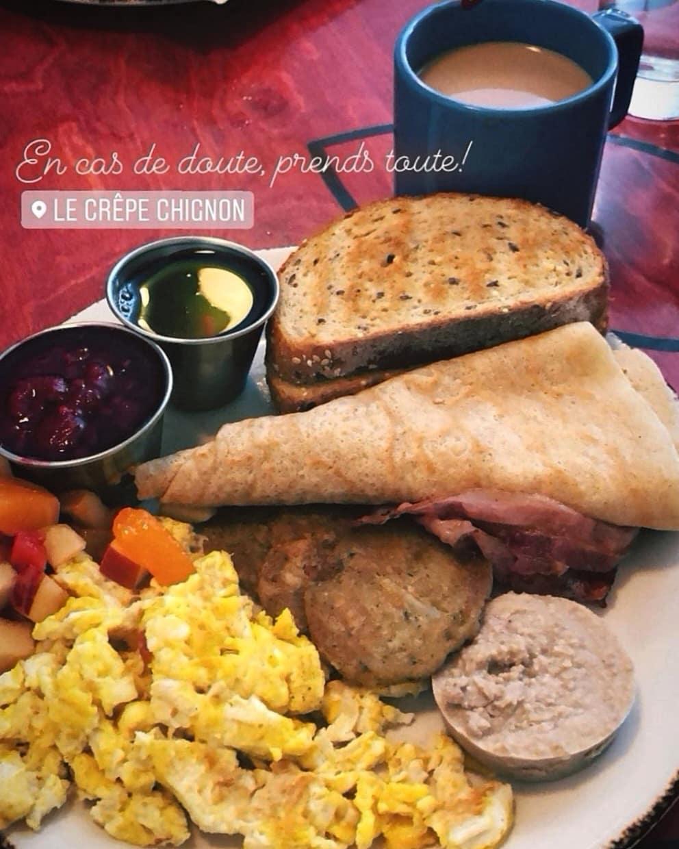 Menu for Le Crêpe Chignon in Rimouski, Quebec, Canada