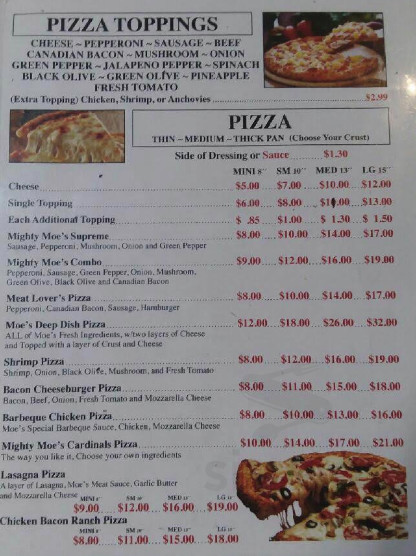 Moe's Pizza Liberty City, Texas menu in Kilgore, Texas, USA