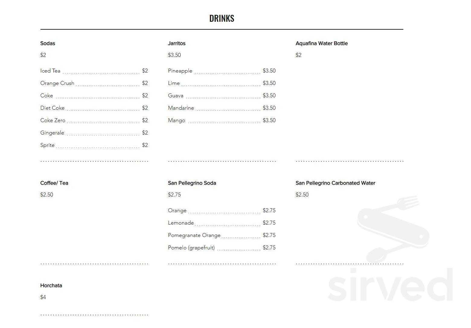 Don Oso's Restaurant menus in Burnaby, British Columbia, Canada