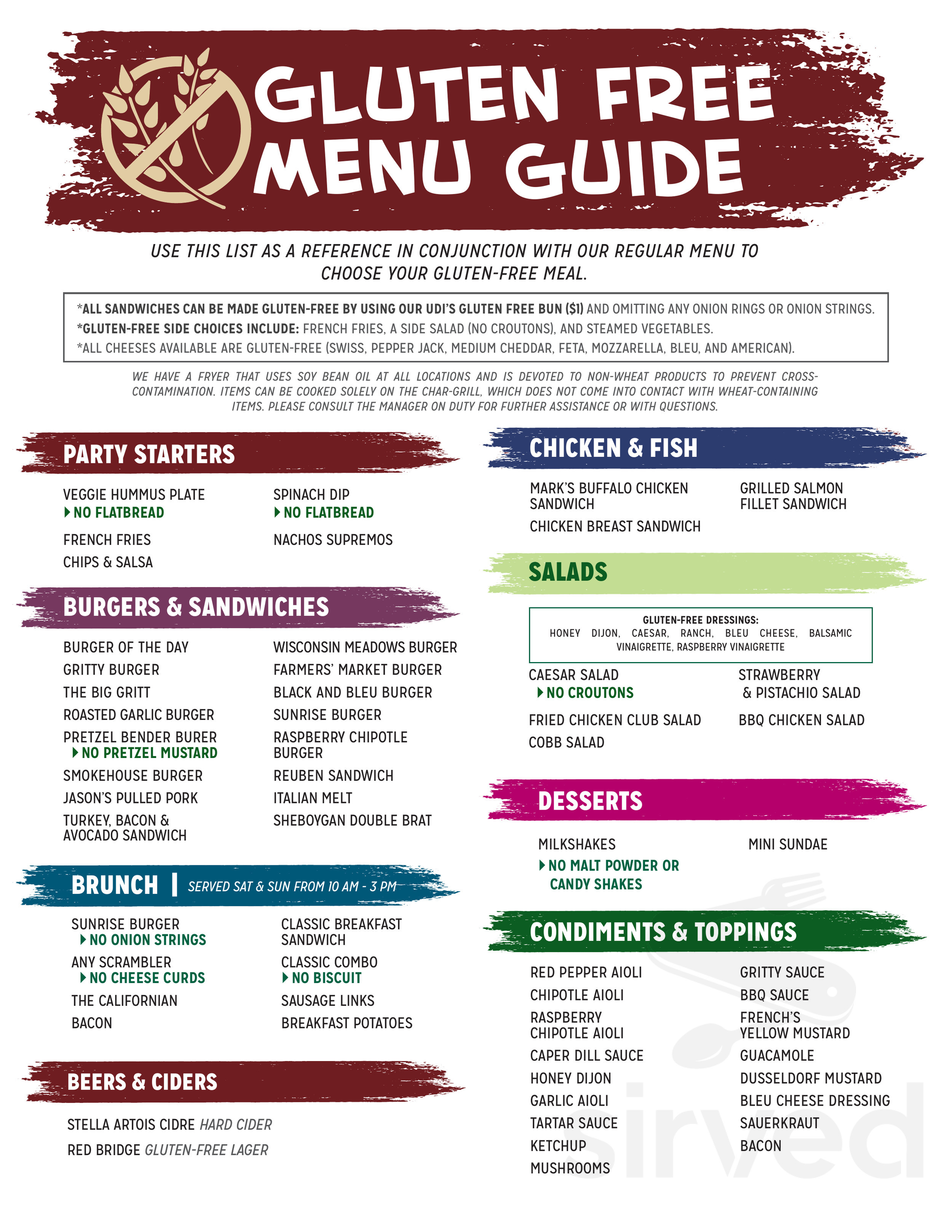 Menu - Madison WI's Nitty Gritty-Madison | Sirved