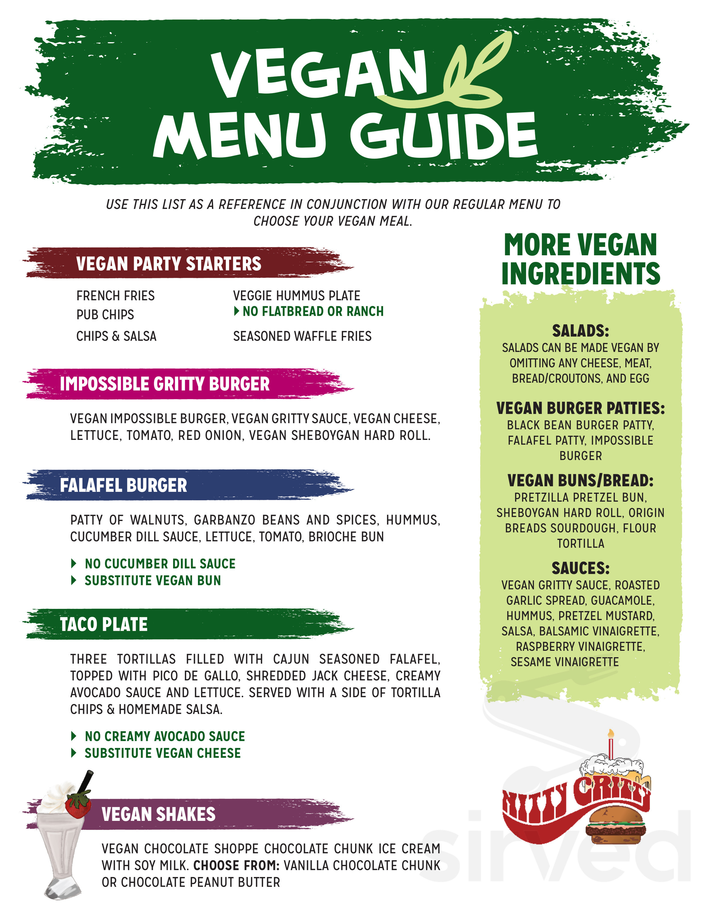 Menu - Madison WI's Nitty Gritty-Madison | Sirved