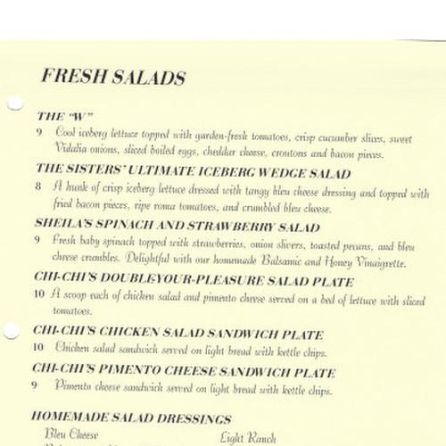 SASS! The Sweet and Savory Sisters menu in Thomasville, Georgia, USA