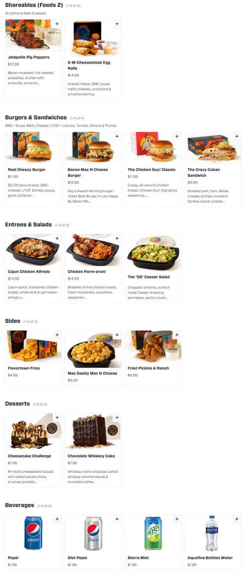 Guy Fieri's Flavortown Kitchen - Lombard menu in Lombard, Illinois, USA