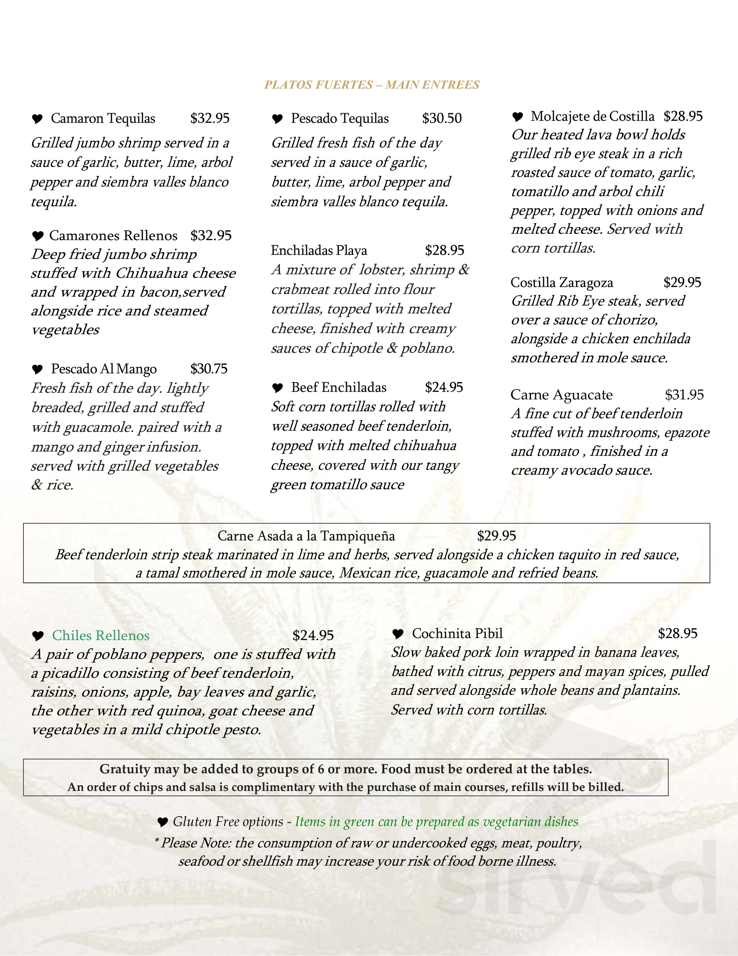 Tequilas Restaurant & Bar menu in Philadelphia, Pennsylvania, USA