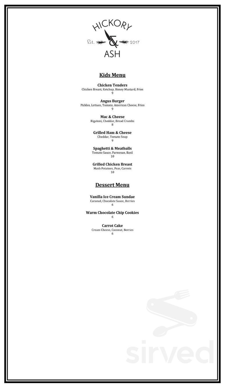 Hickory & Ash Menu - Broomfield, Colorado | Sirved