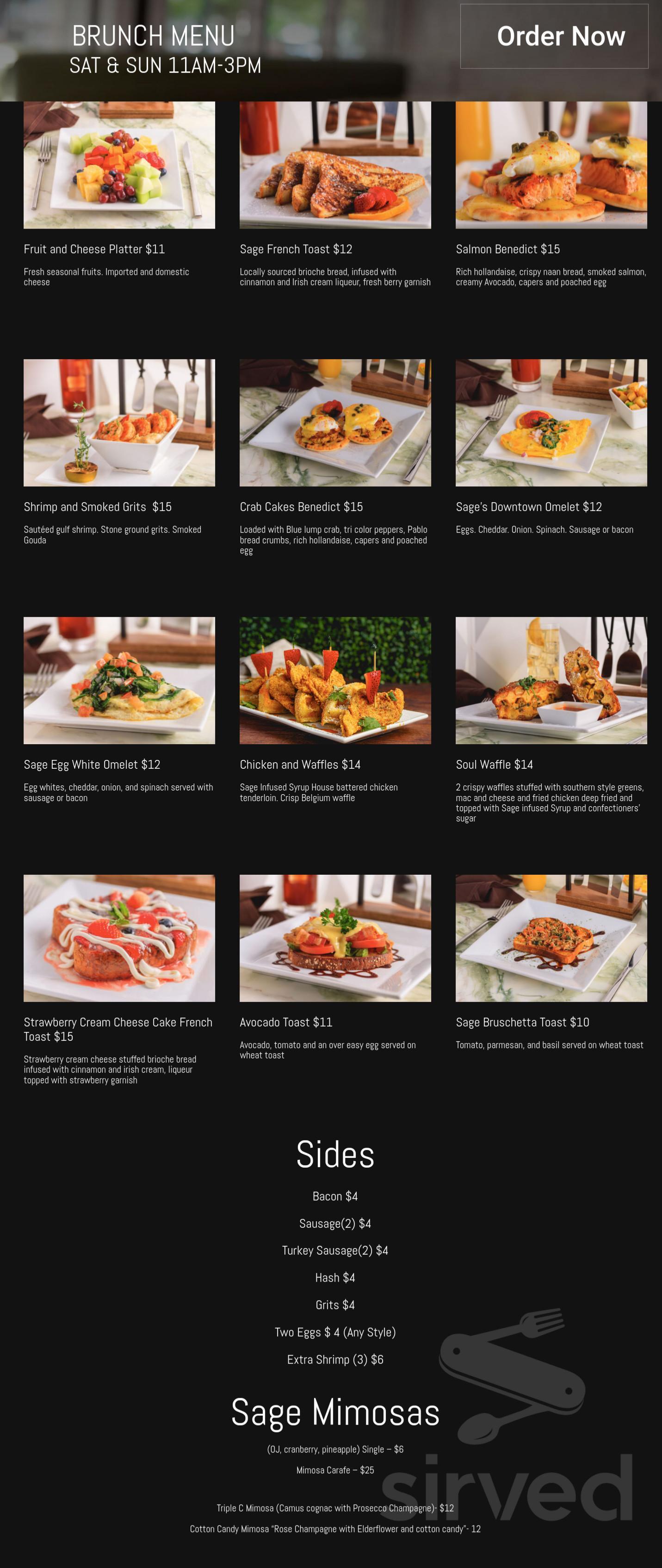 Sage Restaurant menu in Memphis, Tennessee, USA