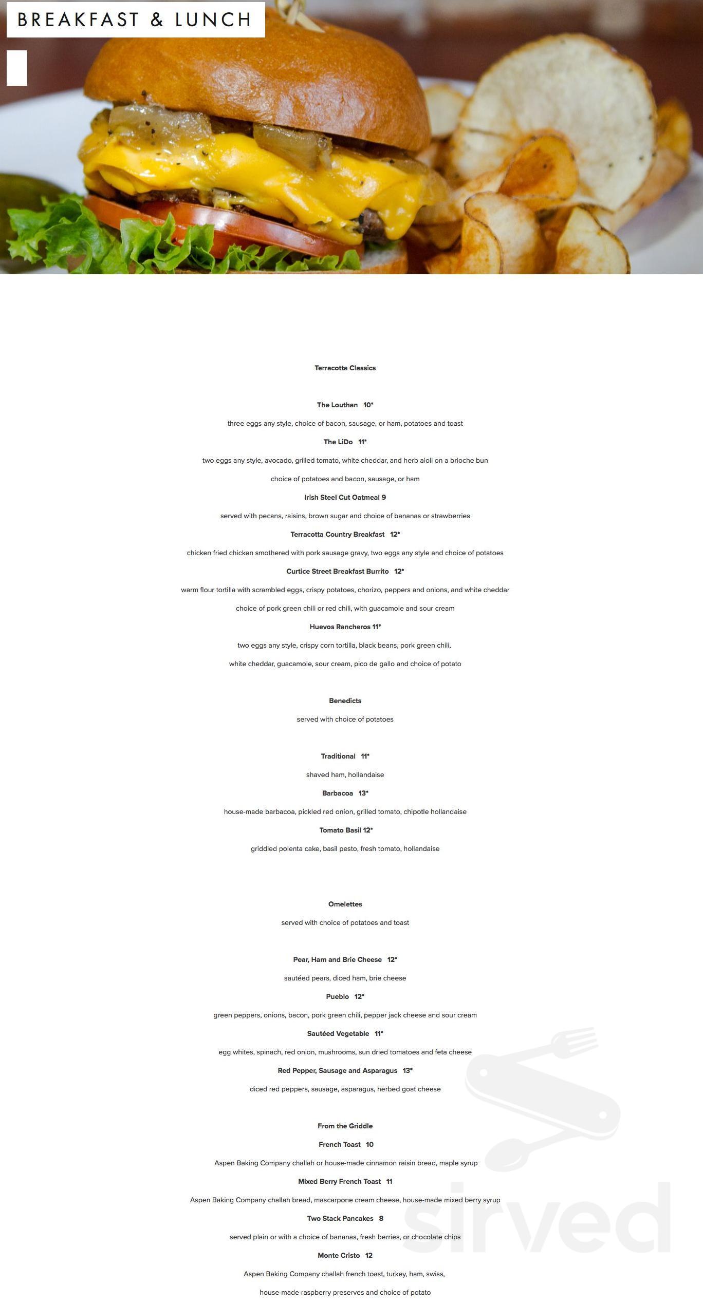 Cafe Terracotta menu in Littleton, Colorado, USA