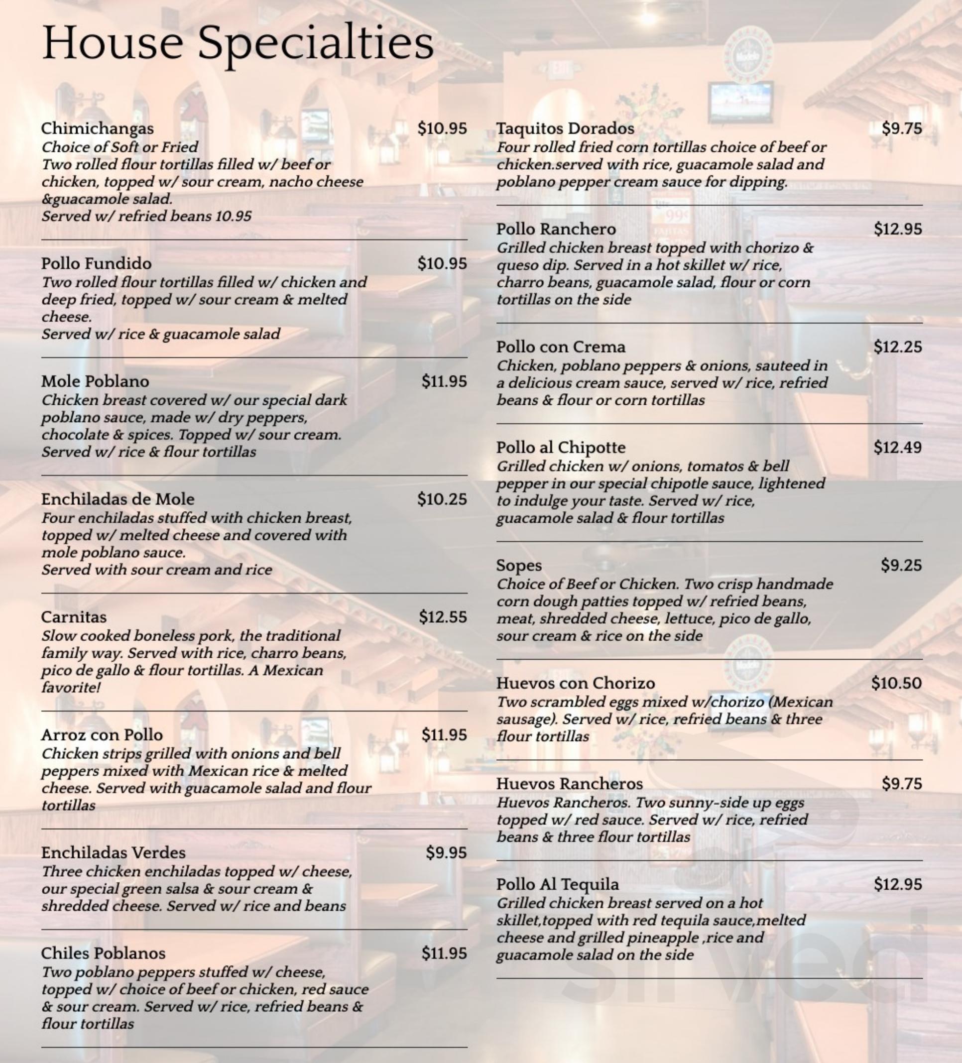 Menu for Charanda Mexican Grill and Cantina in Concord, North Carolina ...