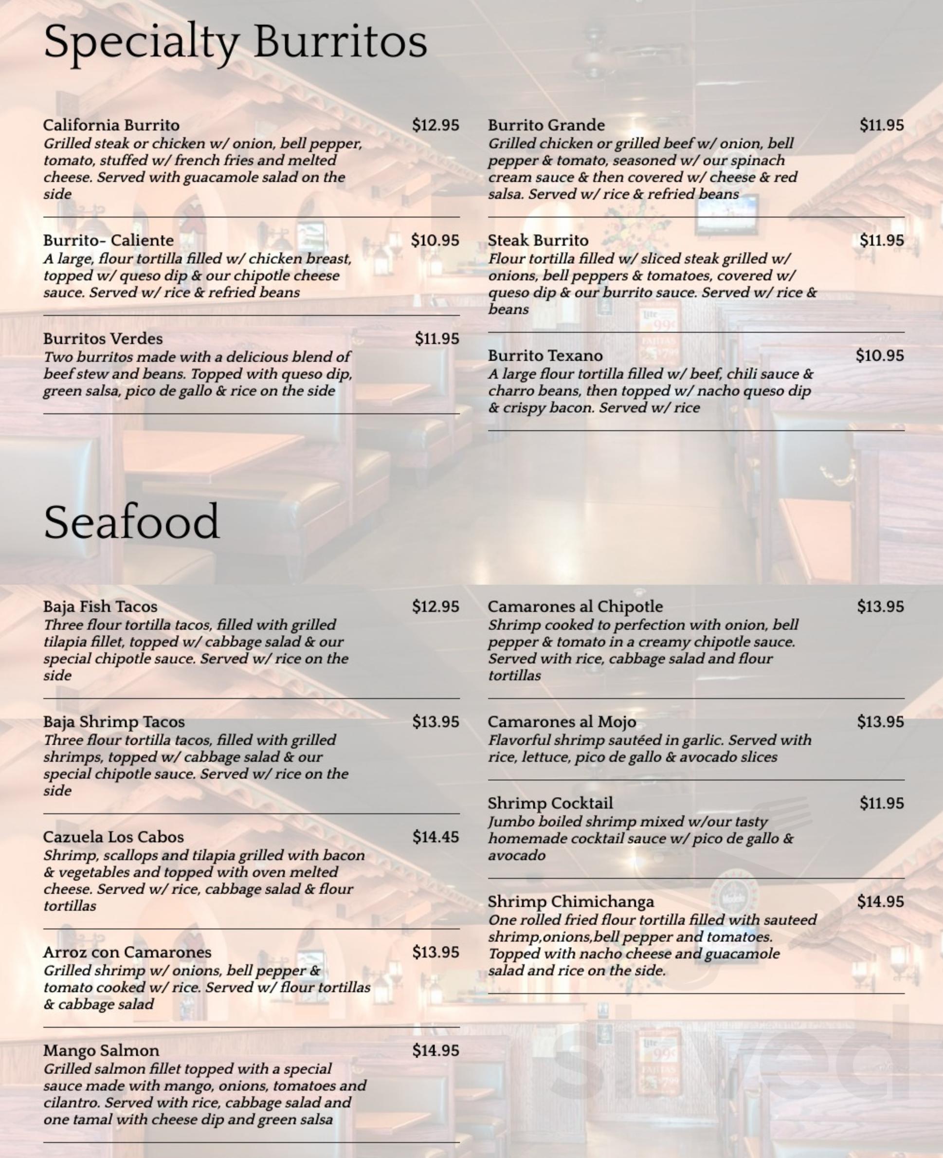 Menu for Charanda Mexican Grill and Cantina in Concord, North Carolina ...