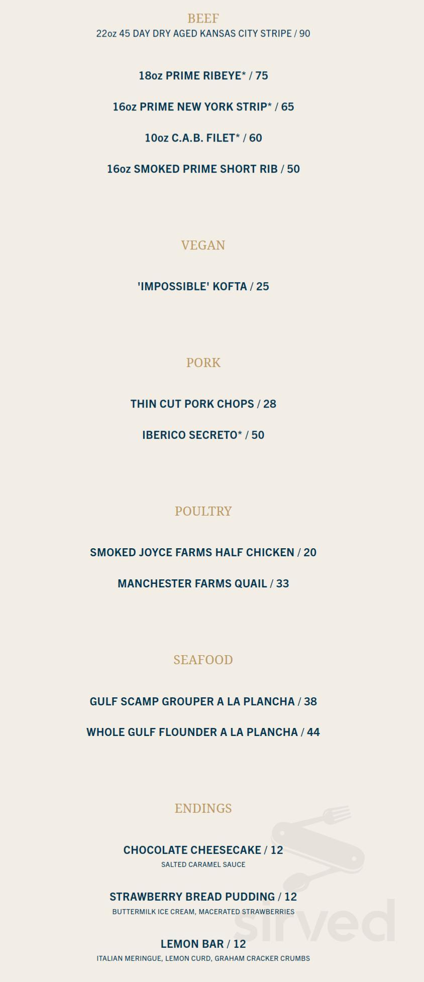 Helen menu in Birmingham, Alabama, USA