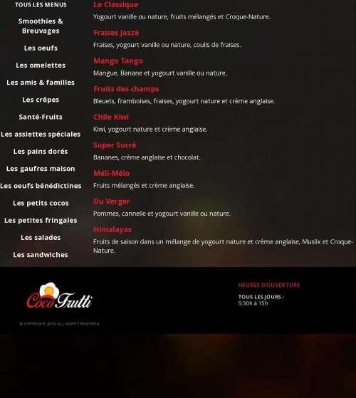 Coco Frutti Gatineau menu in Gatineau, Quebec, Canada