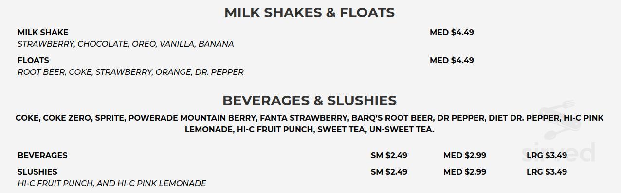 Samburger Grill & Daiquiris to Go menu in Houston, Texas, USA