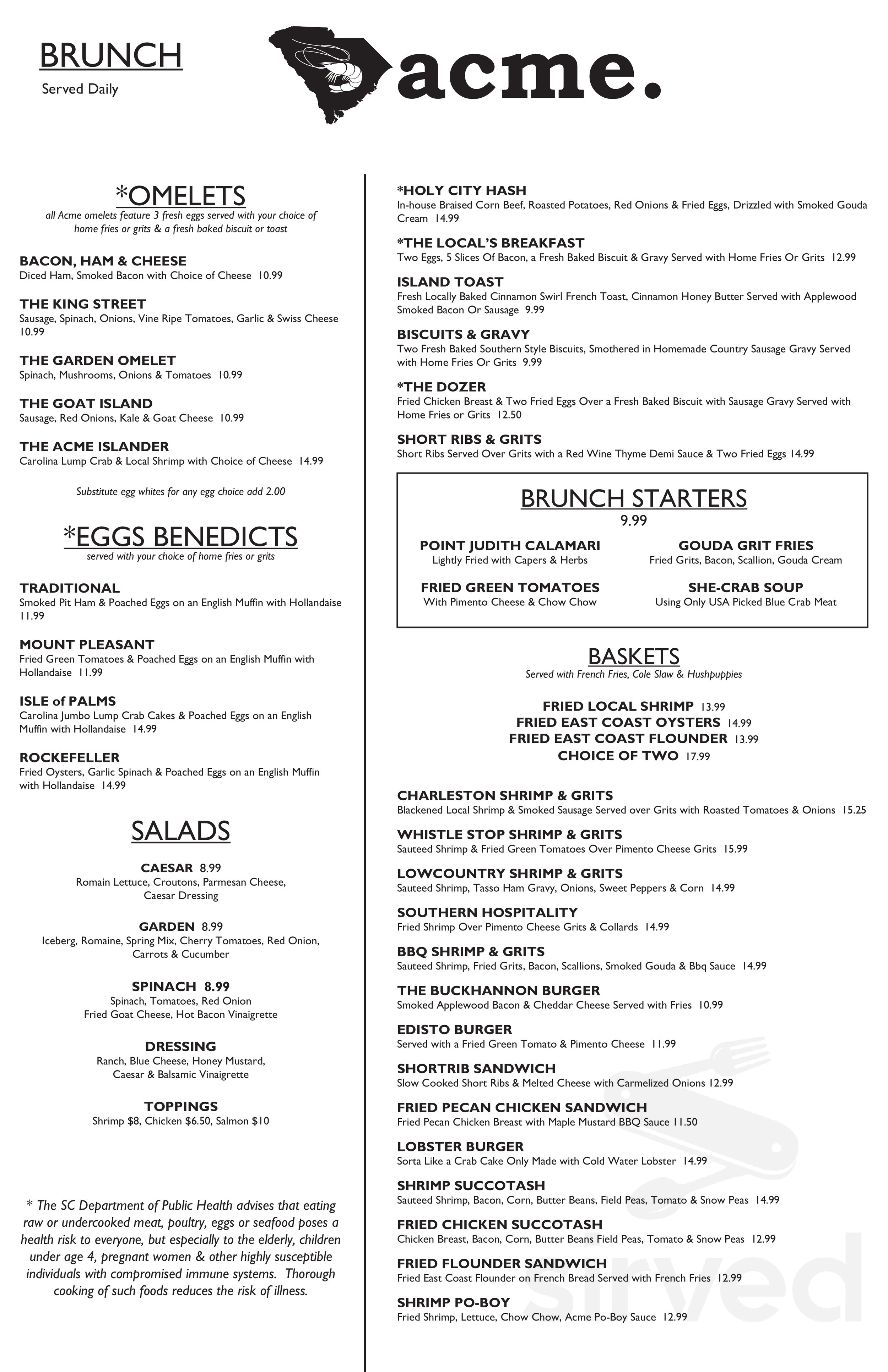 Acme Lowcountry Kitchen menus in Isle of Palms, South Carolina, United ...