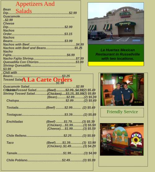 La Huerta | Mexican Restaurant menu in Russellville, Arkansas, USA