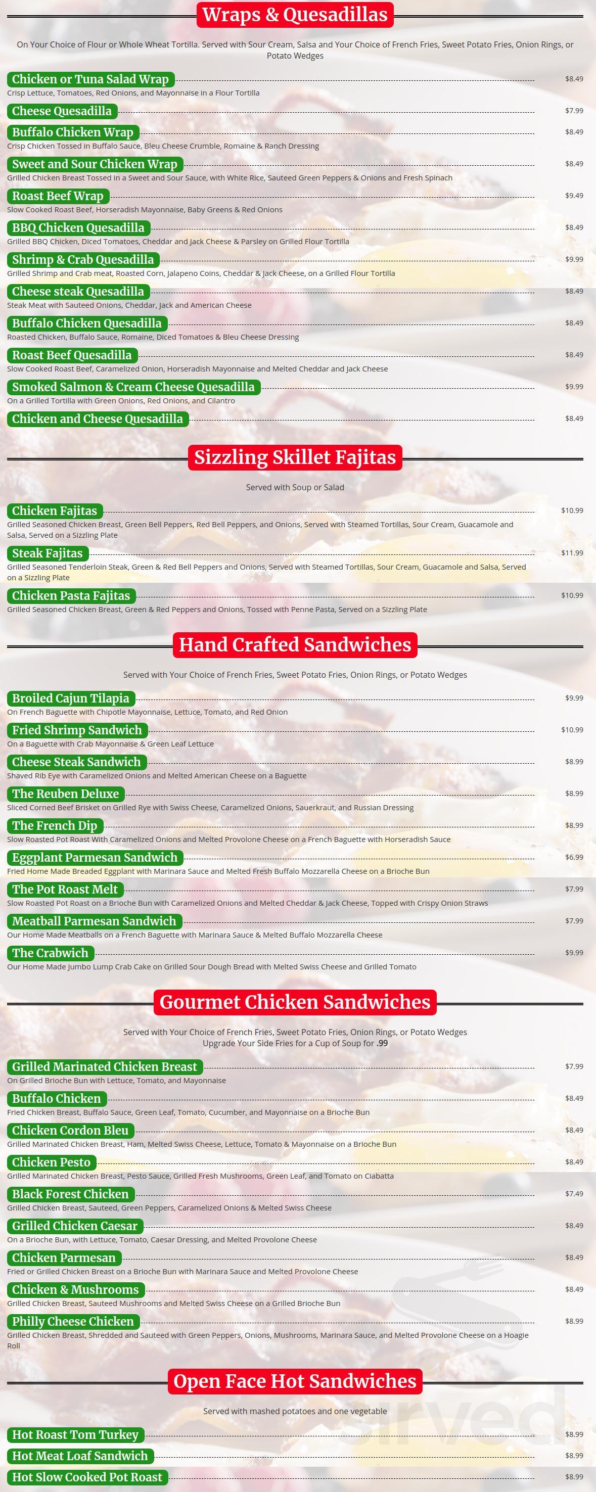 Olde Hickory Grille menu in Lancaster, Pennsylvania, USA