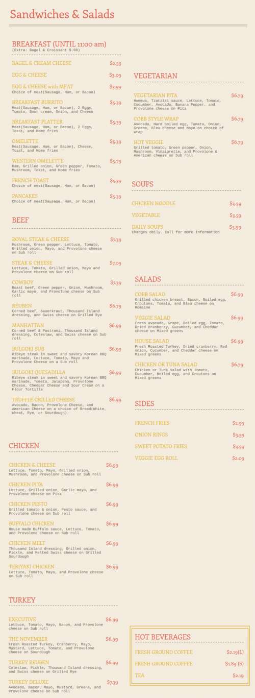 Madison Deli menu in McLean, Virginia, USA