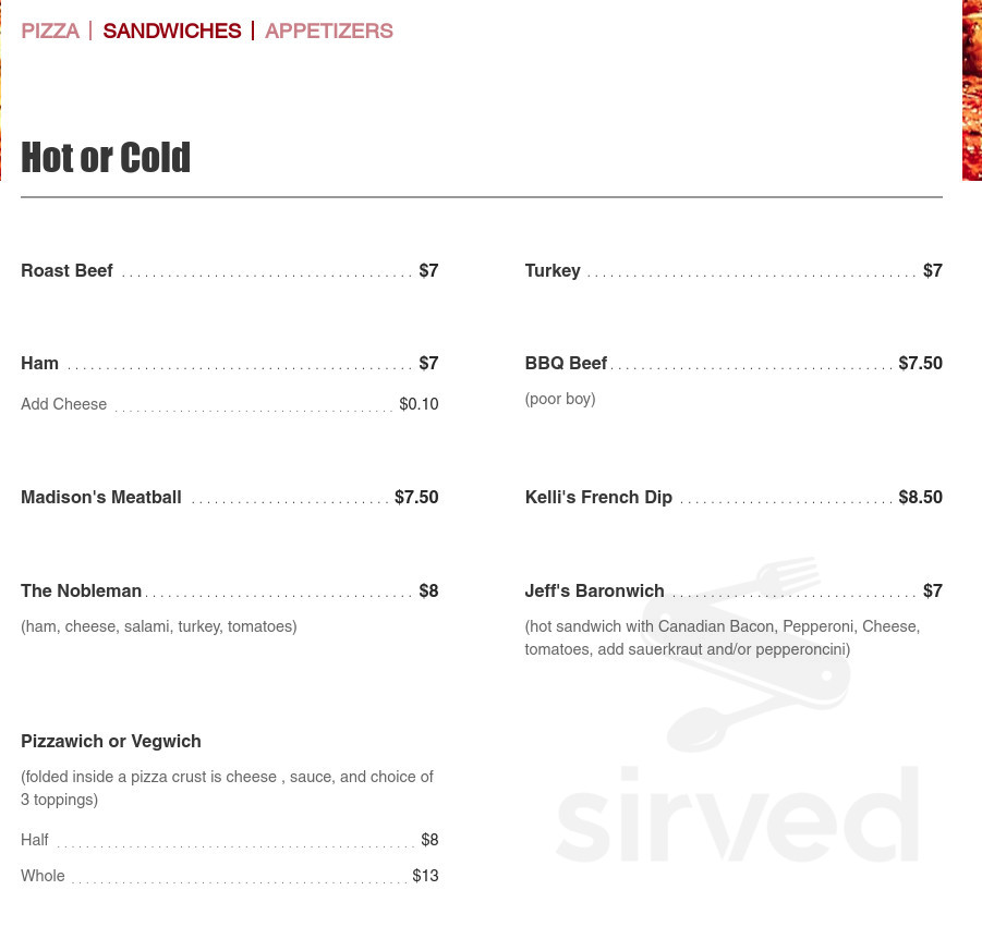 Pizza Baron menus in Portland, Oregon, United States