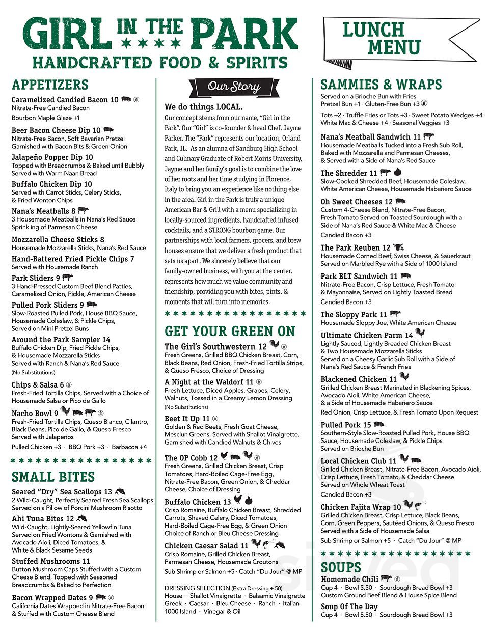 Girl in the Park menu in Orland Park, Illinois, USA