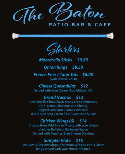 The Baton Show Lounge menu in Chicago, Illinois, USA