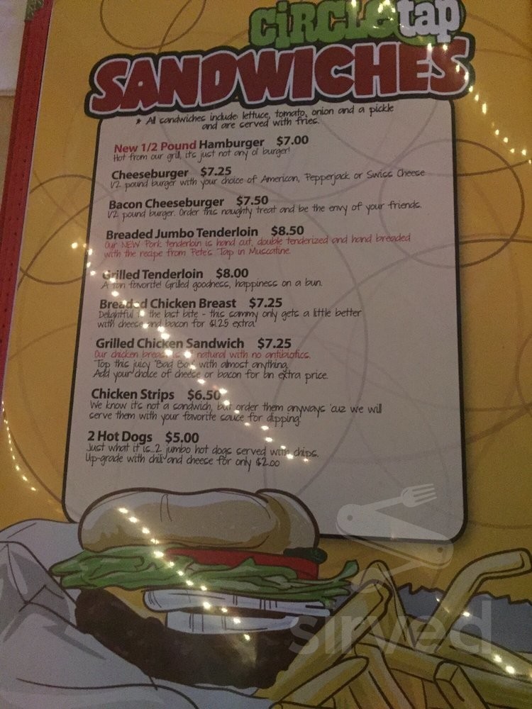 Circle Tap menus in Davenport, Iowa, United States
